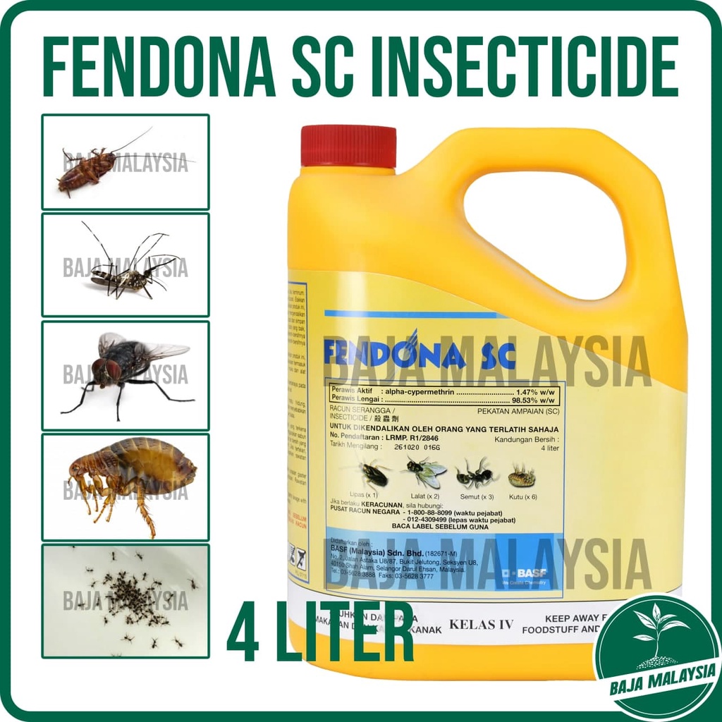 BASF Fendona FC 4 Liter Alpha-Cypermethrin 1.47% Insecticide Bed Bug ...