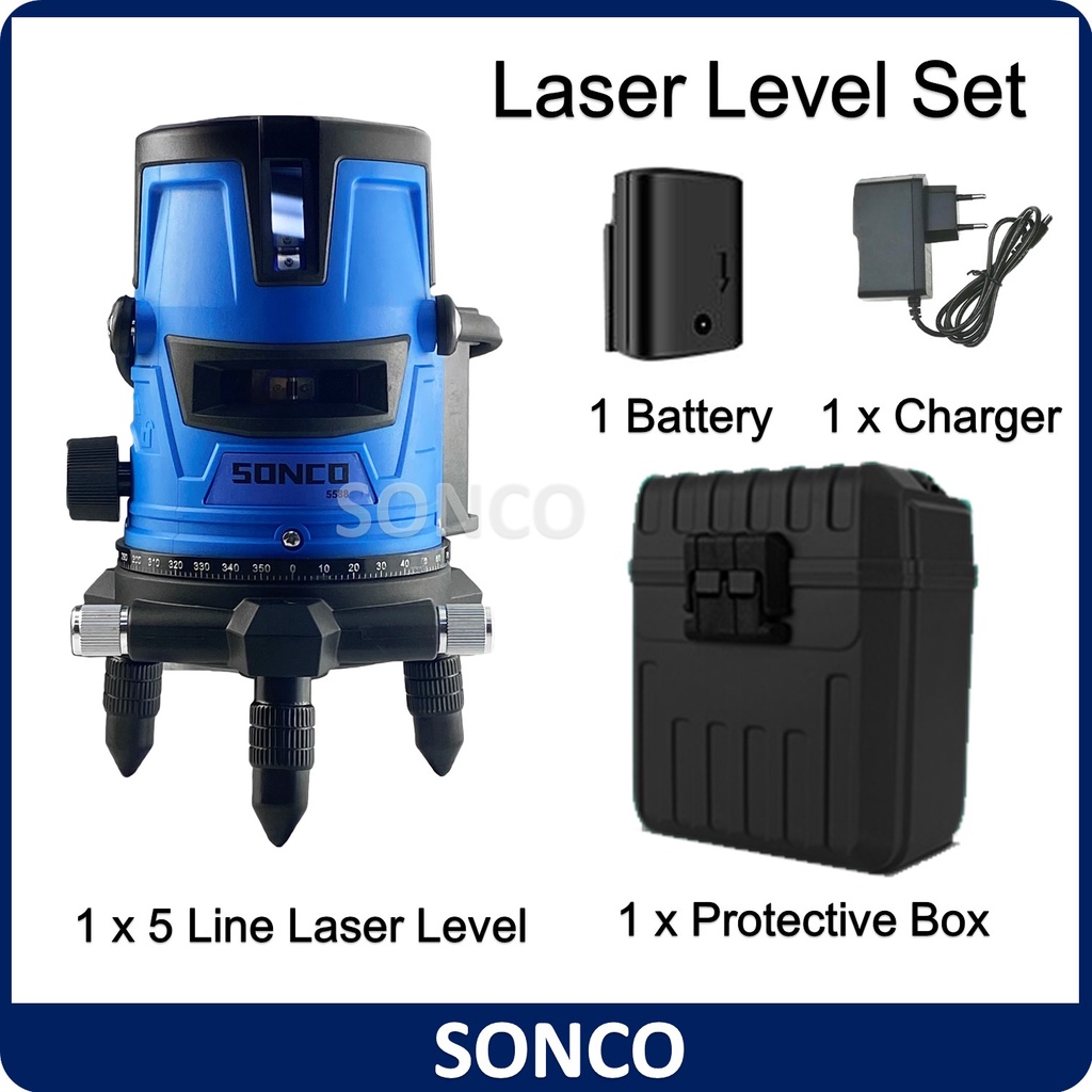 SONCO 12 / 16 Line Laser Level Green Light Self-Leveling 360° Rotary ...