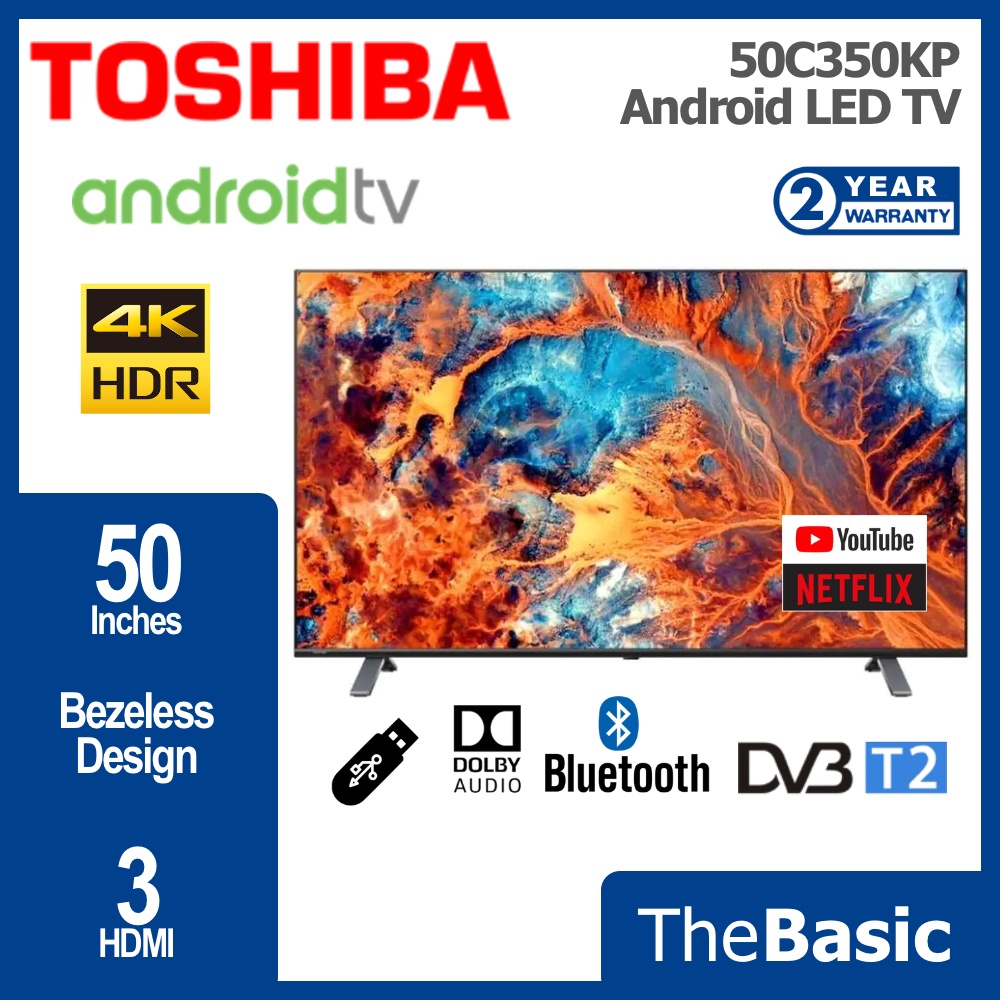 [FREE EXTRA PACKING] TOSHIBA 50" 4K HDR Android LED TV (50C350KP) | Shopee Malaysia