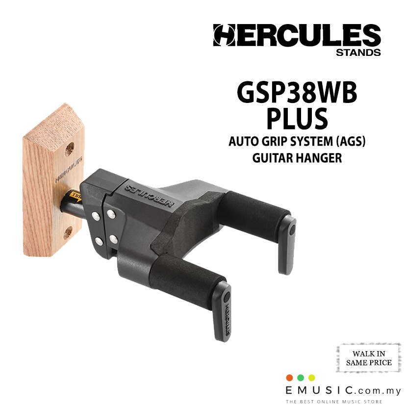 Hercules GSP38WB Plus Auto Grip System (AGS) Guitar Hanger, Wood Base ...
