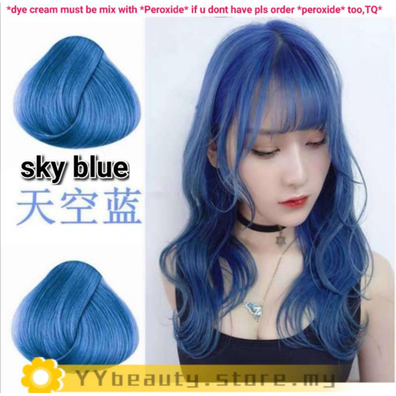 Blue Hair Color Dye Professional Colour Cream 100ml /sky blue /fog blue ...