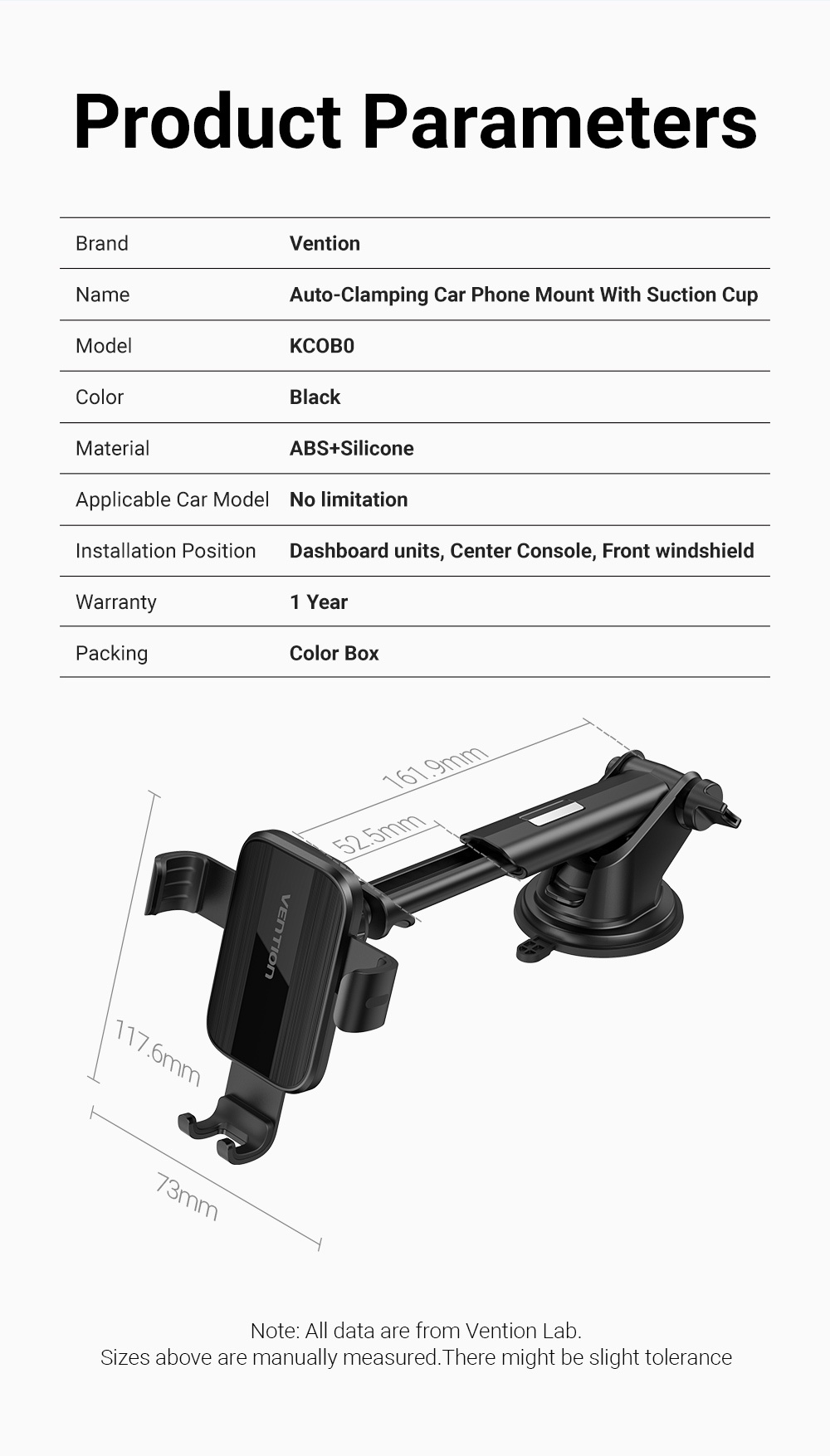 Vention Car Phone Holder with Gravity Suction Cup, Universal Shockproof ...