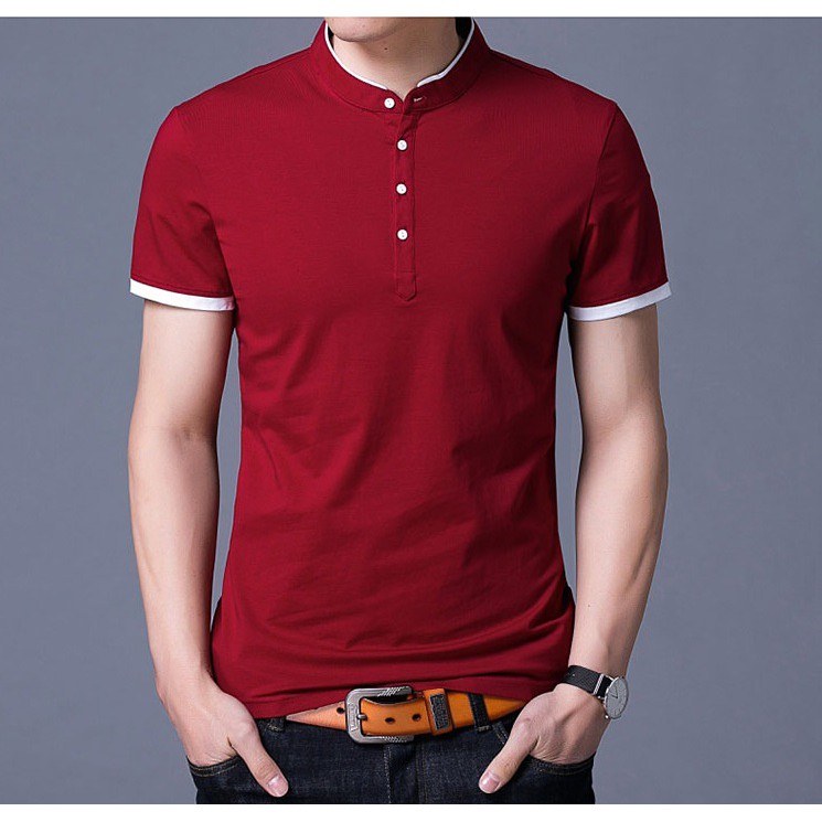 Bonado Korean style fashion turtleneck men's t-shirt - (Red, Black ...