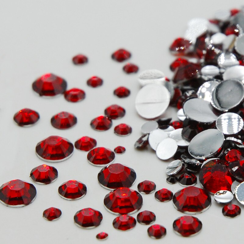 Siam Color Mixed Sizes Stones 3D Acrylic Nail art Rhinestones Non ...