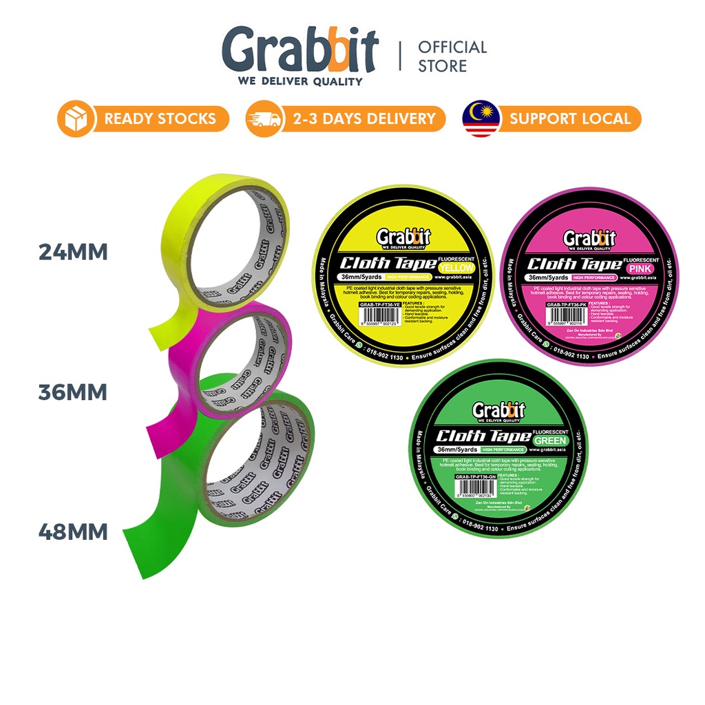 Grabbit Fluorescent Cloth Tape | Shopee Malaysia