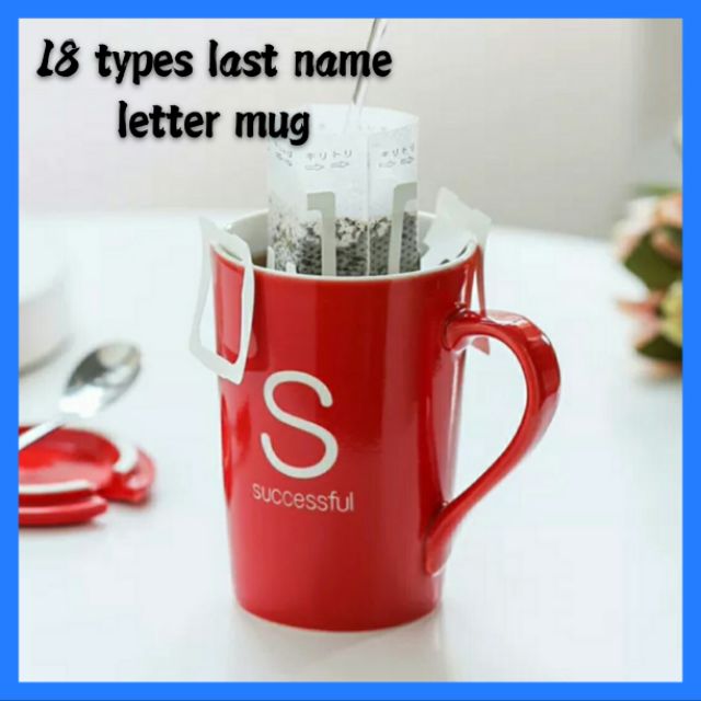 Last name letter mug ceramic cup carved coffee cup milk cup water cup ...