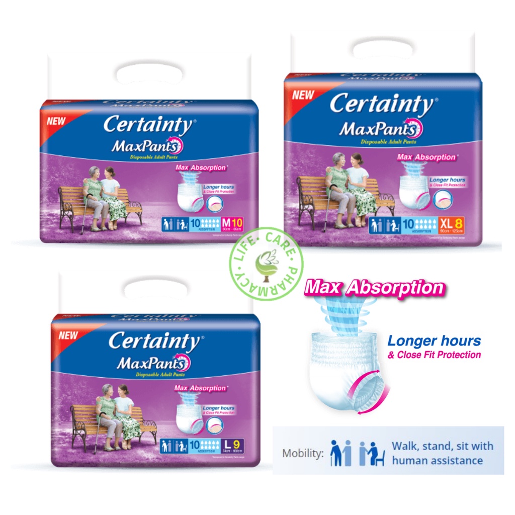 *Ready Stock* CERTAINTY MAX PANTS DISPOSABLE ADULT PANTS M 10'S/ L 9'S ...