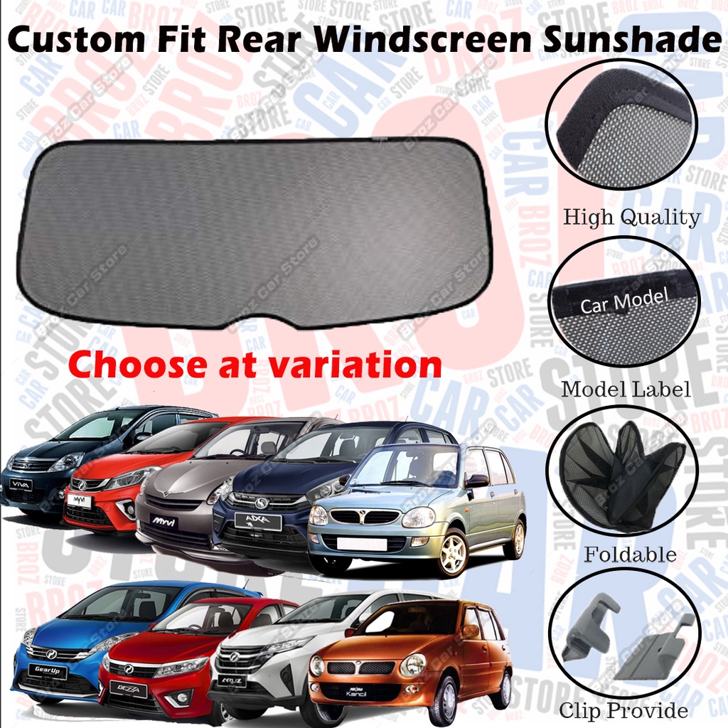 Rear Windscreen Car Sunshade Custom Fit Perodua Myvi Axia Viva Alza ...