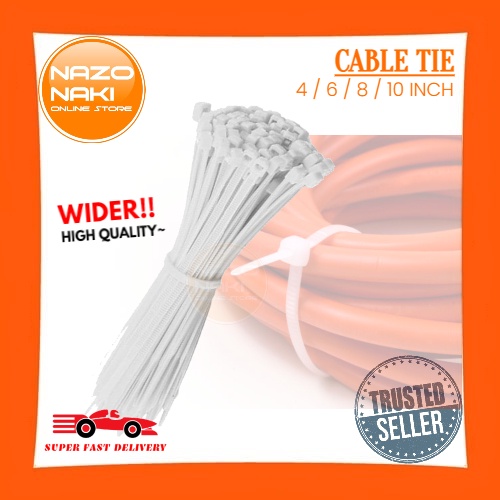 Cable Ties Nylon Wire 100pcs 4"6"8"10"Inch Pengikat Wayar Kabel Tie ...