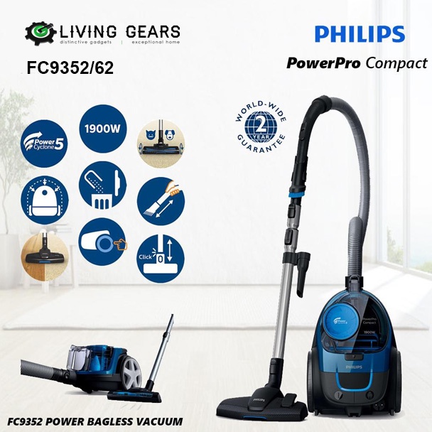 Philips PowerPro Bagless EPA 10 Filter Vacuum Power Cyclone ( FC9350 ...
