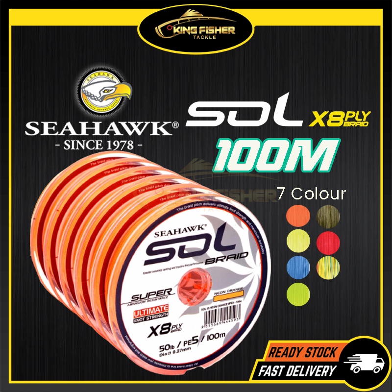 KFT SEAHAWK SOL X8 8X Braided FIshing Line Lines 100M Benang Pancing ...