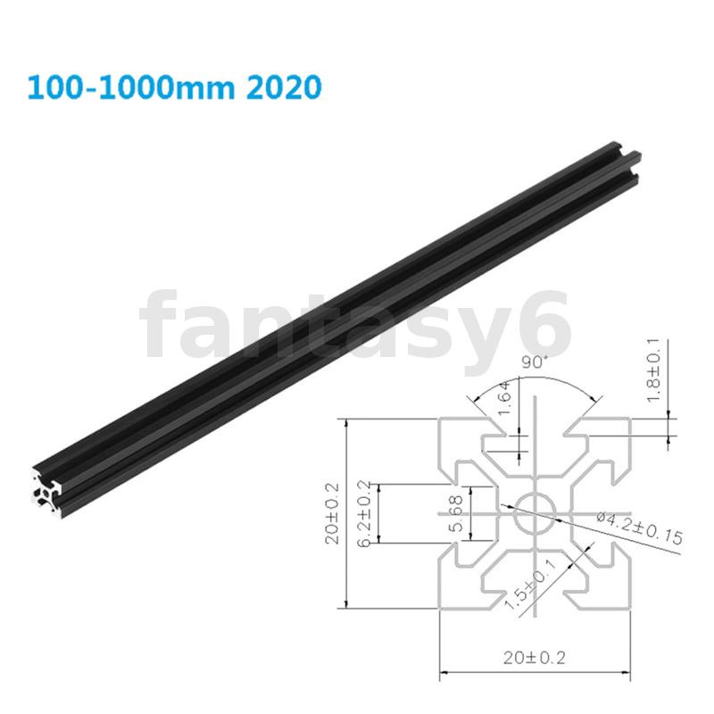 2020 Black V-Slot 100-800mm Aluminum Profile Extrusion Frame for 3D ...