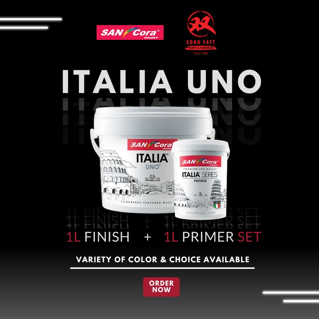 Sancora ITALIA UNO Texture Paint (1L set) 1L Finish+ 1L Primer FOC ...