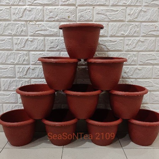 Pasu Bunga Plastik Bulat Bercorak Bunga Cantik 20.5cm X 20.5cm X 15cm ...