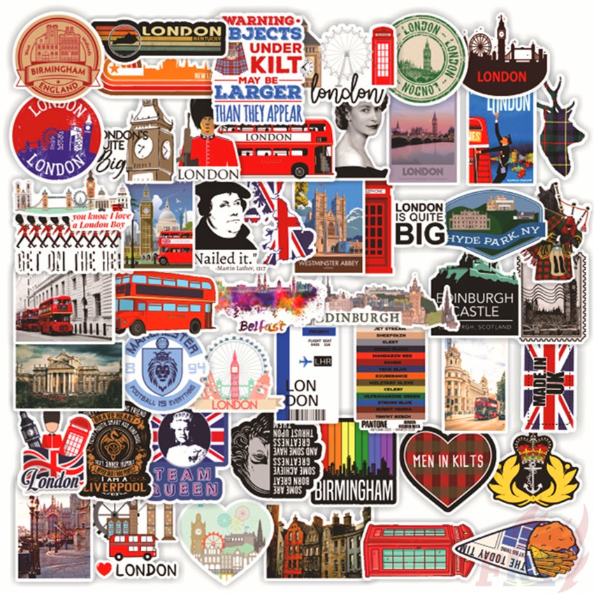 50Pcs/Set British Culture & Art Series 02 Retro London Look Stickers ...