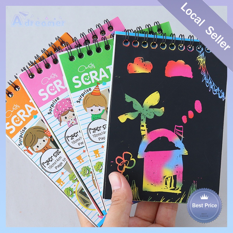 1 Book Colorful Dazzle Scratch Note Sketchbook Paper Graffiti DIY Coils ...