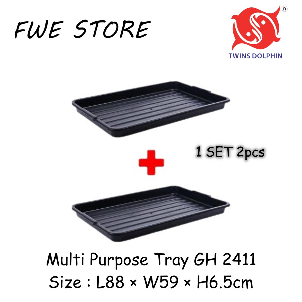 Twins Dolphin 2pcs Multi Purpose Tray Black / Stall Tray / Pasar Malam ...