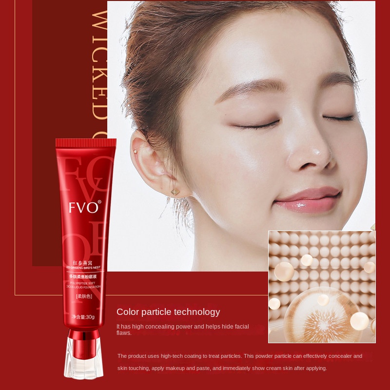 Concealer and Foundation Polypeptide Liquid Foundation Red Ginseng Bird Nest Oil Control Long ...