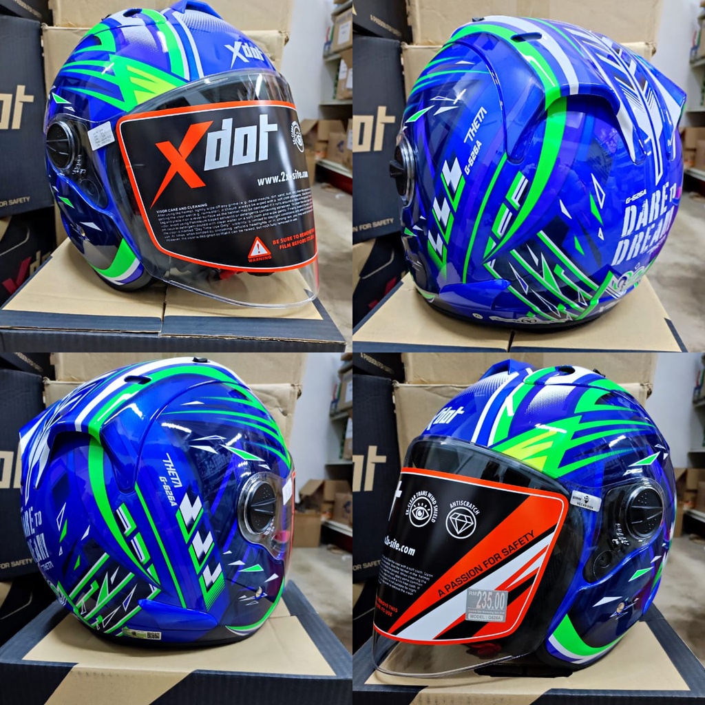 Helmet Helmat Xdot G626 Dare To Dream Ultra Pearl Blue Green (XL ...