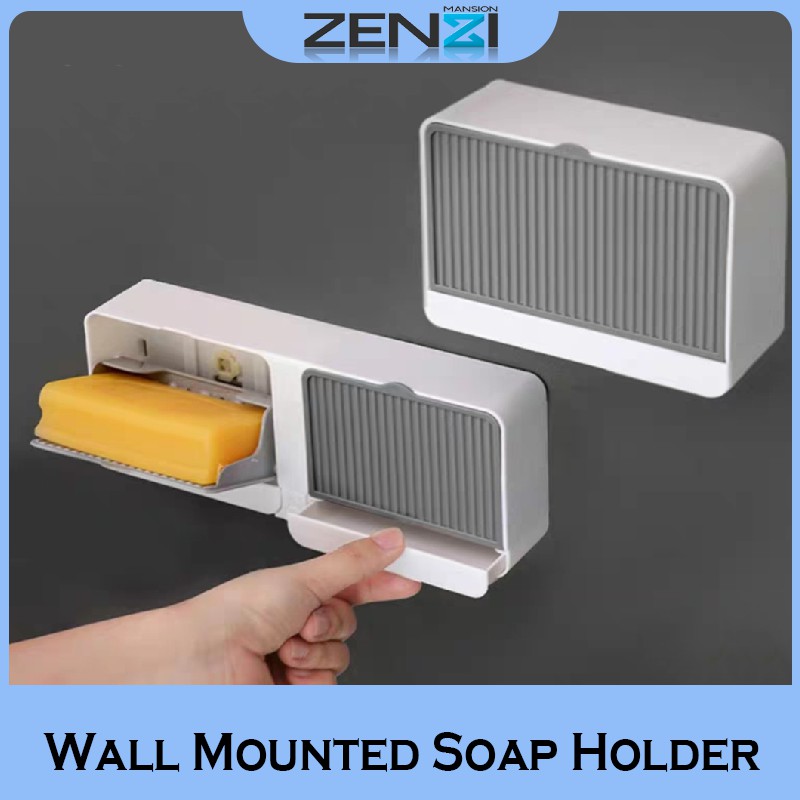 Creative Wall Mounted Soap Box With Lid Double Grids Soap Draining Rack ...