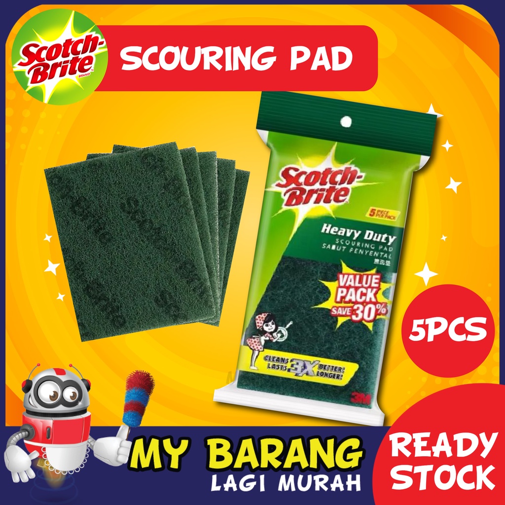 3M Scotch Brite 31-B Scouring Pad (5’s) Household Dish Pot Cleaning ...