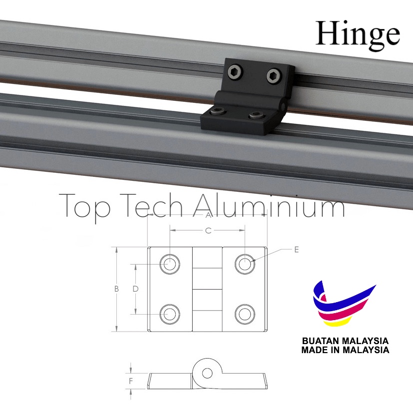 [Ready Stock]PVC Hinge Black Color for Joining Aluminium Profile 2020 ...