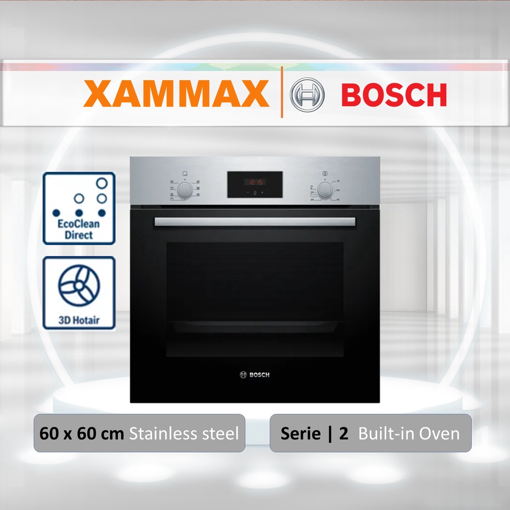 BOSCH - HBF133BS0A - Serie 2 Built-in Oven / 66L / Rotary Control ...