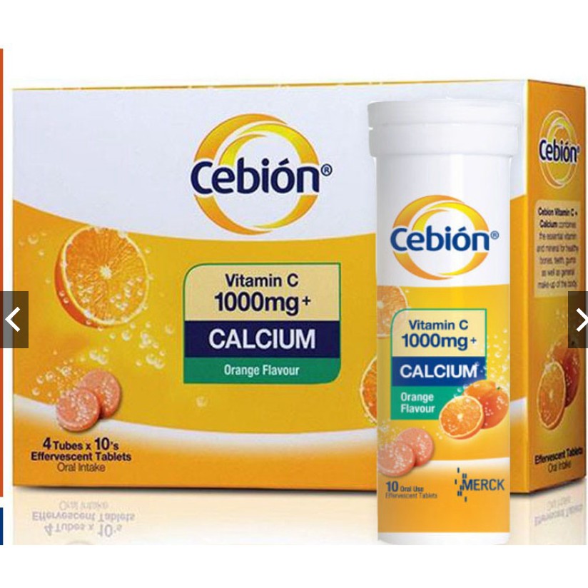 Cebion Vitamin C Effervescent 1000mg + Calcium 10's( 1tub or 4 tubs ...