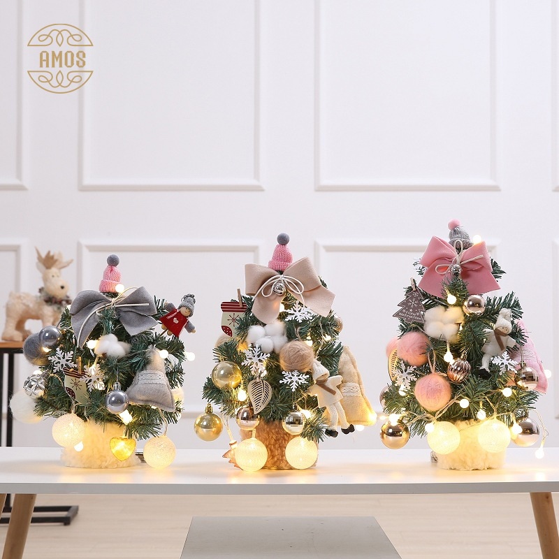 AMOS Christmas tree set Christmas decoration 45cm snow tree with lights ...