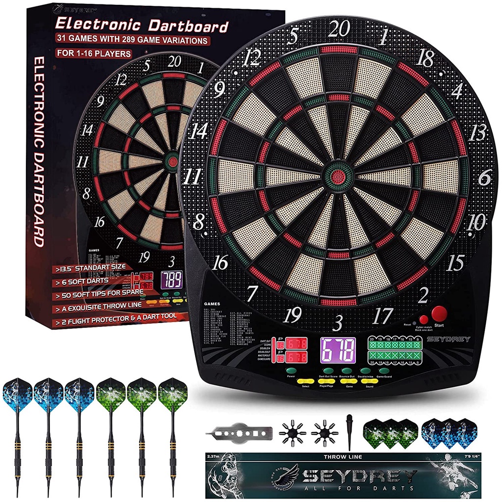 WINMAX Dartboard Electronic E Dartboards LCD Dart Board Machine with 6 ...