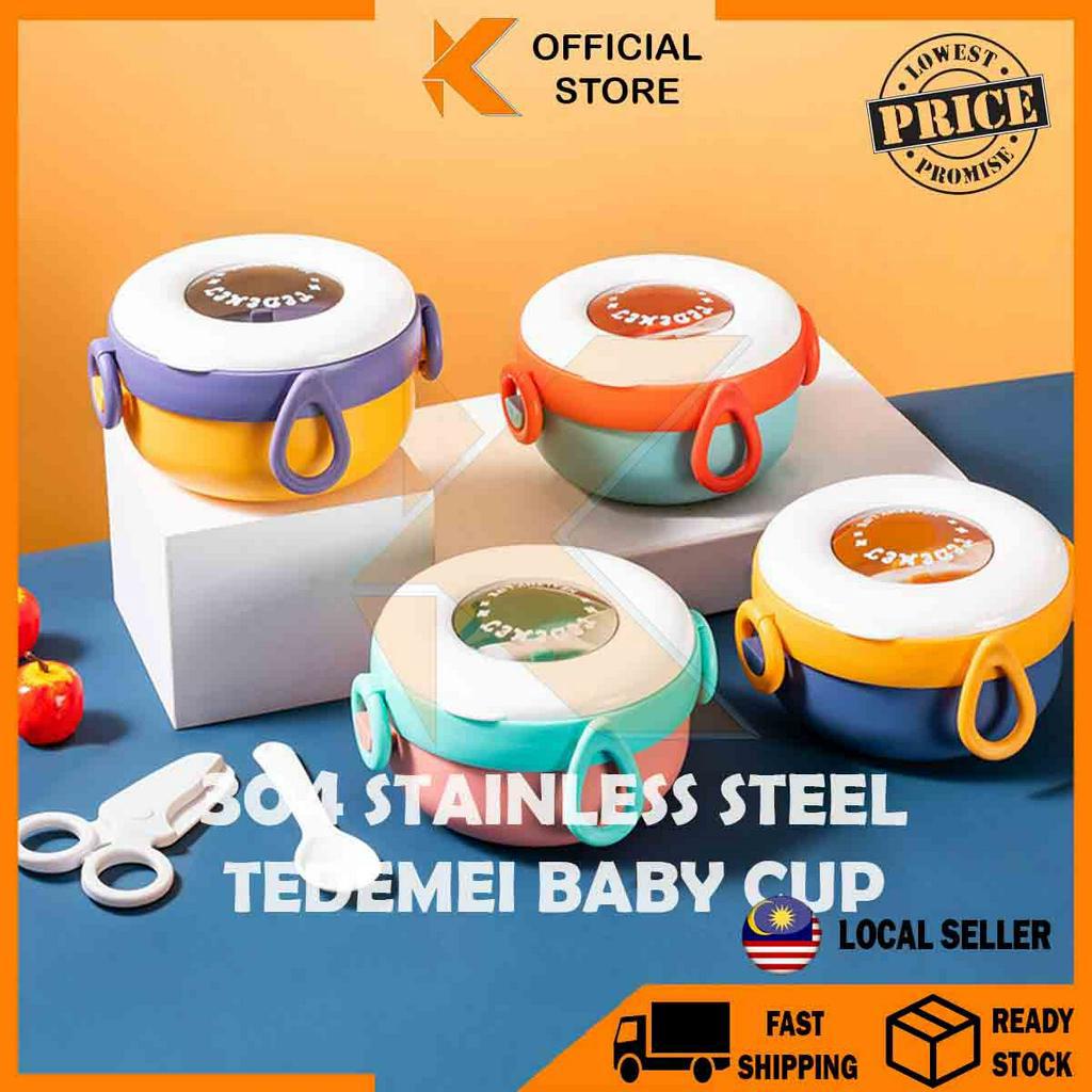 【K-Home】Tedemei Portable Baby Cup Round Lunch Box 304 Stainless Steel ...