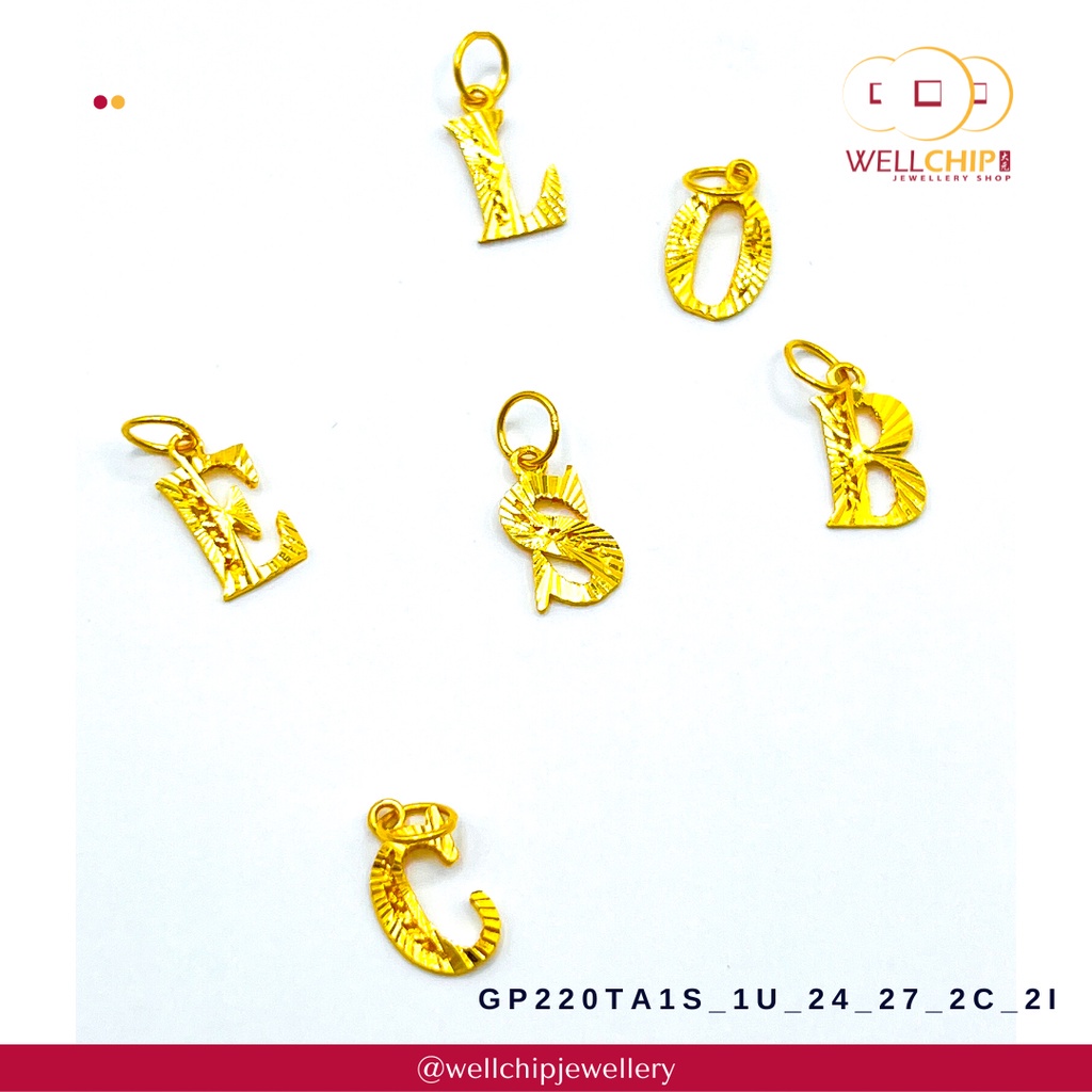 Loket Emas 916 Huruf | Alphabet 916 Gold Pendant | Emas 916 | Kedai ...