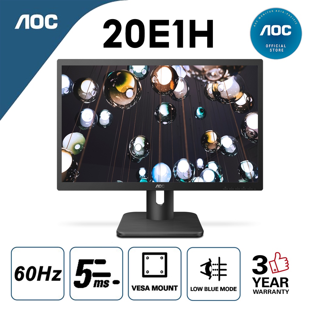 AOC 20E1H 19.5" Monitor (VGA / HD MI) | Shopee Malaysia