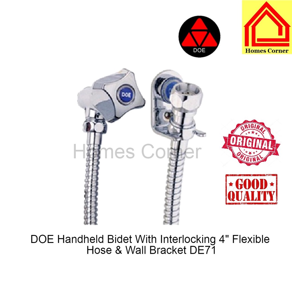 DOE Handheld Bidet Arrowline Handle c/w 4" Flexible Hose & Wall Bracket DE71 | Shopee Malaysia