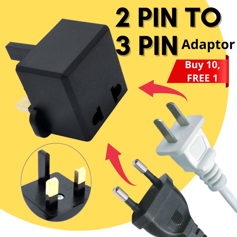 (ADAPTOR) 2 Pin To 3 Pin Adaptor / UK 3 Pin / Malaysia 3 Pin ...