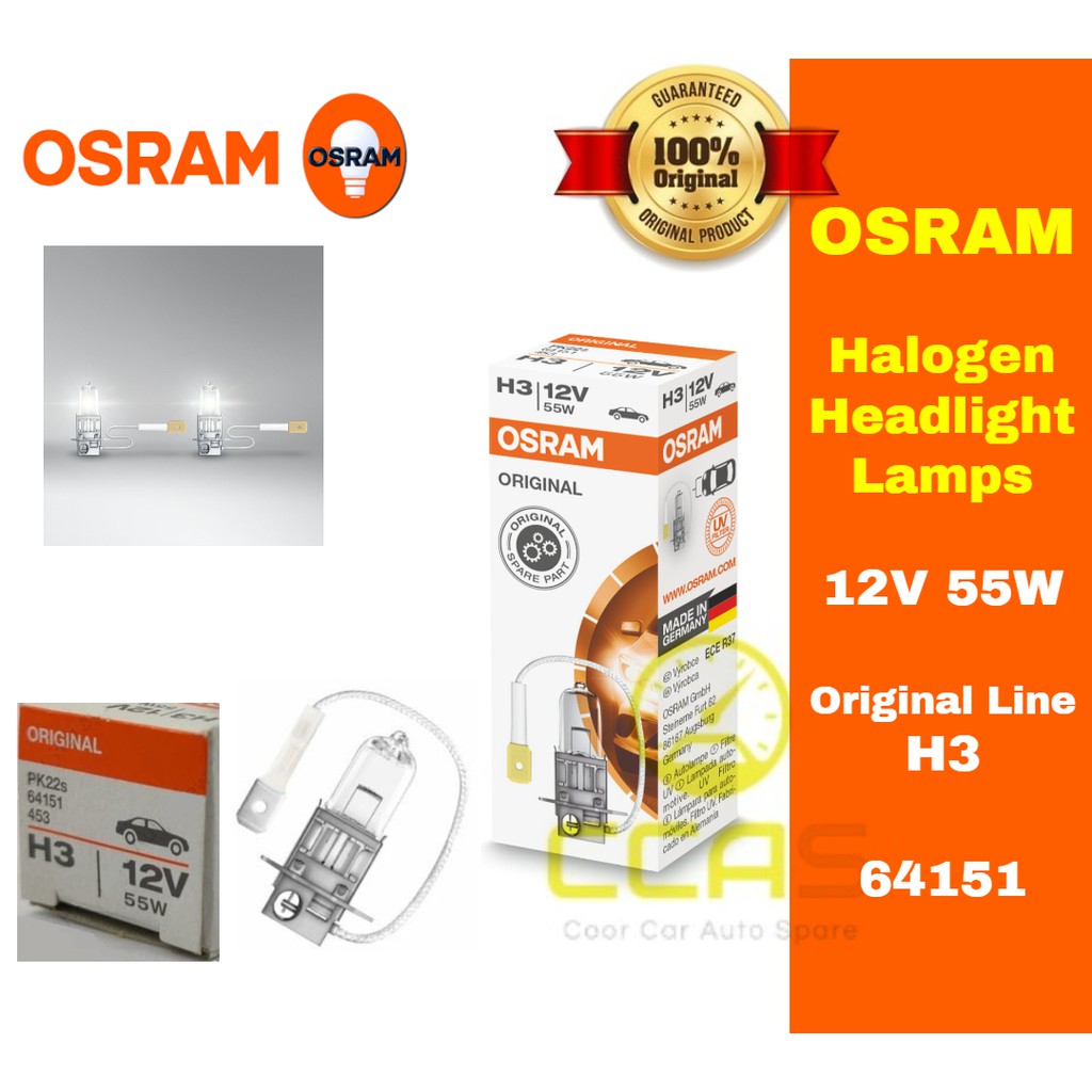 Osram Bulb 100% ORIGINAL 64151 - H3 12V 55W - Halogen headlight lamps ...