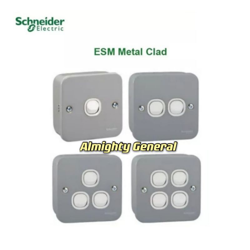 Schneider Electric ESM Metal Clad 10A 1 Gang 2 Gang 3 Gang 4 Gang 1Way ...