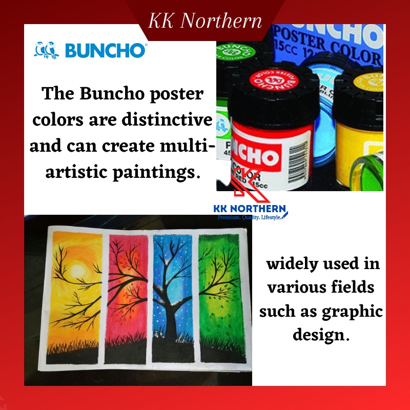 BUNCHO Water Colour 18 15cc Poster Color 12 Colours Warna Air Lukisan ...