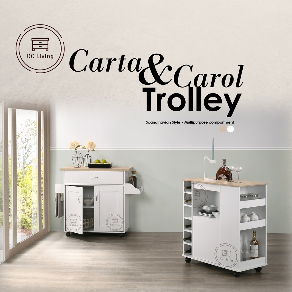 [KCL] Carol & Carta Trolley / White / Multipurpose / Moveable / Wheel ...