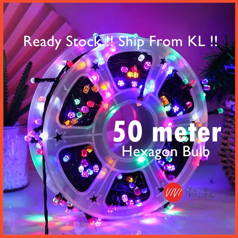Hari Raya Lighting LED Light 50 Meter Hexagon LED String Light Fairy ...