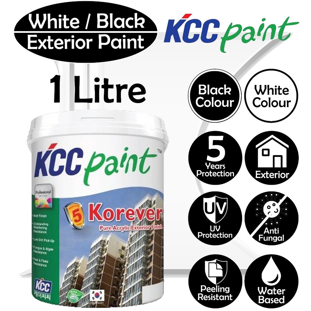 KCC Korever White / Black 1L Topcoat Exterior Paint Exterior White Cat Putih Luar Cat Luar Putih ...