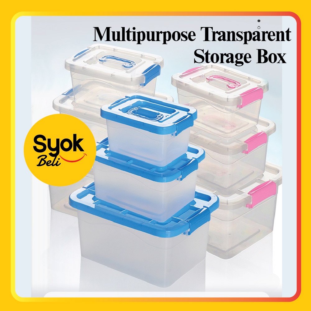 Multipurpose transparent storage box container box kotak simpan barang ...
