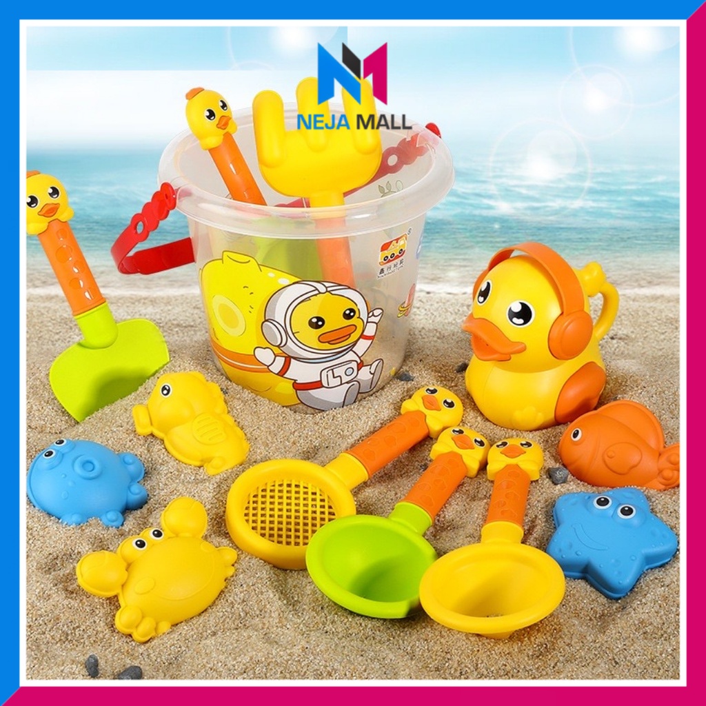 NEJA Little Yellow Duck 14-piece beach toys Children's beach sand and ...