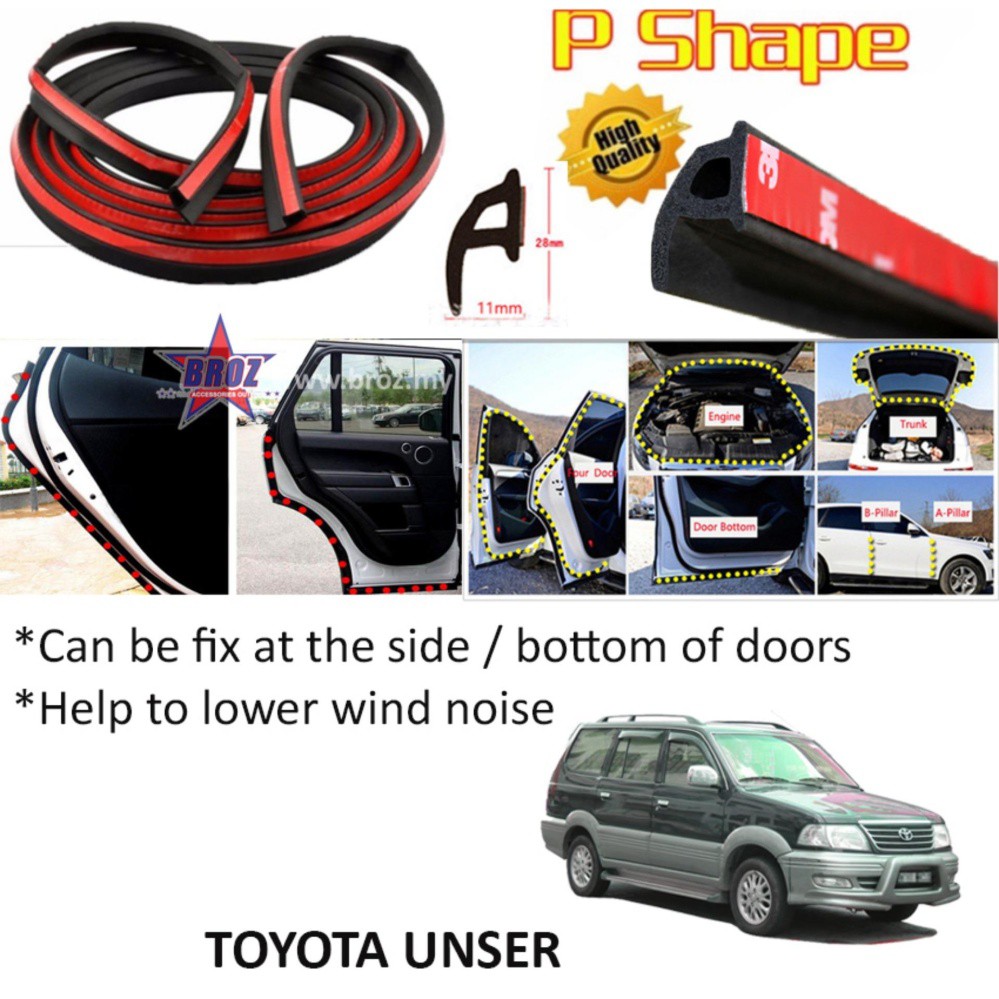 Toyota Unser P Shape Rubber Scheme Silence Door Sound Insulation-12M 4 ...