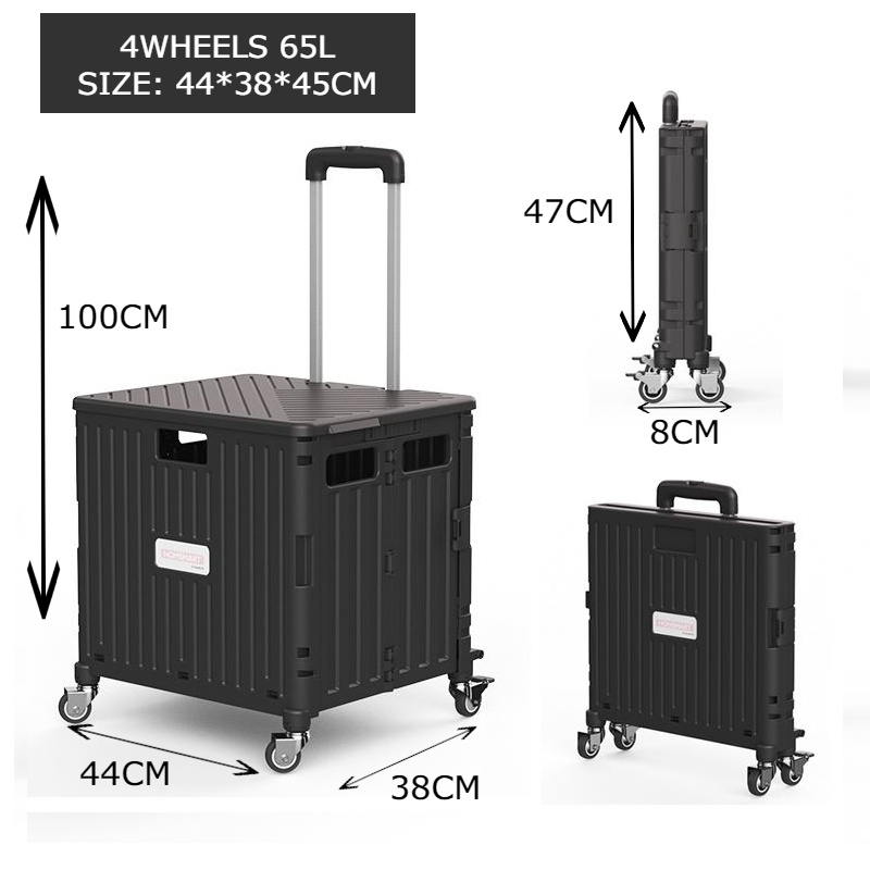 Ready Stock - Extra Large 65L Strong 100Kg Load Folding Shopping Cart ...