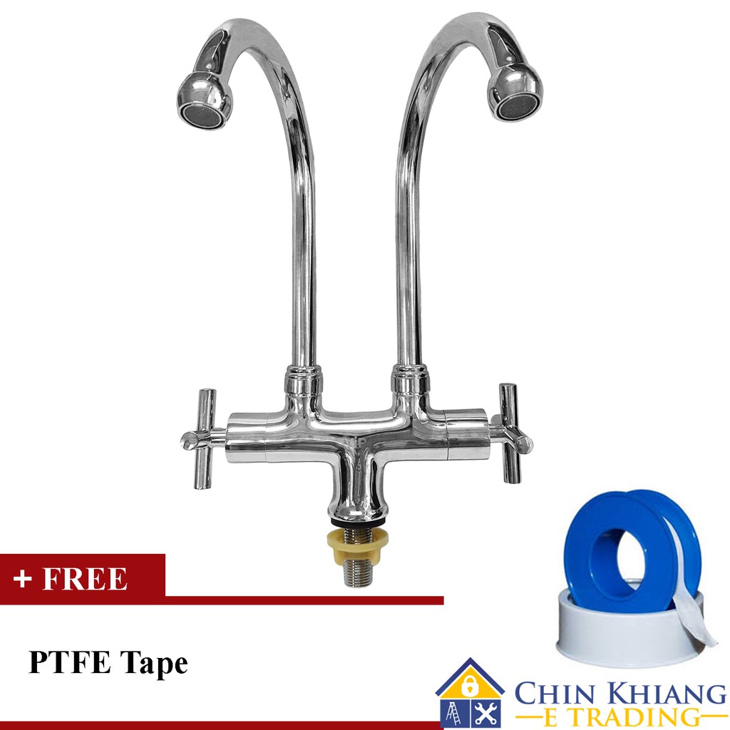 ViP 3366 Pillar Mounted Double Kitchen Sink Water Tap Faucet | Shopee ...