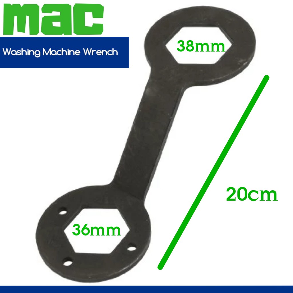 MAC Black Washing Machine Wrench Spanner Tub Nut 36mm x 38mm Mechanism ...