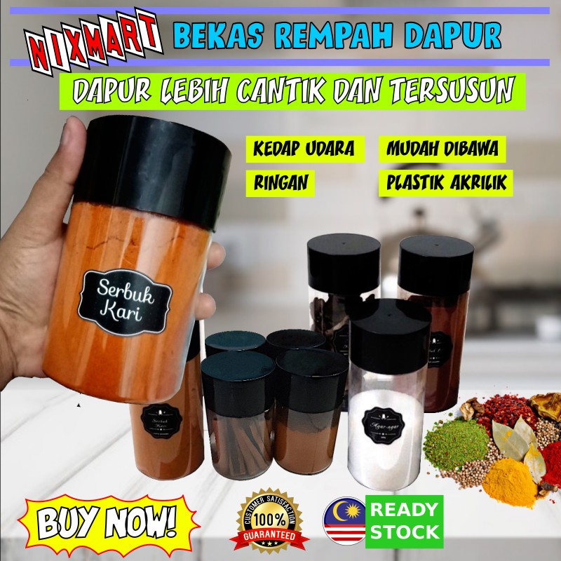 Bekas Balang Rempah Gula Garam Kuih Kedap Udara Plastik Sticker Dapur ...