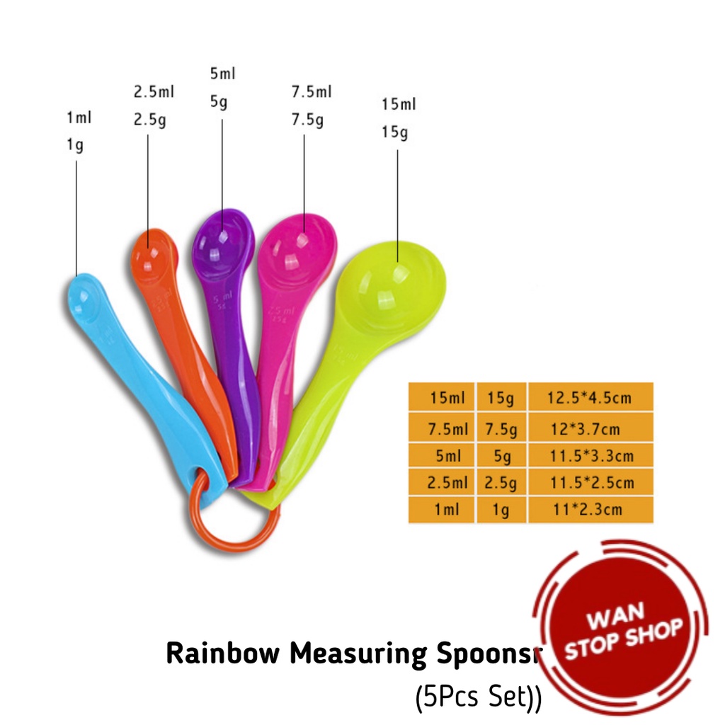 5 Pcs/ Set Kitchen Rainbow Measuring Spoons Multi-Colored Baking ...