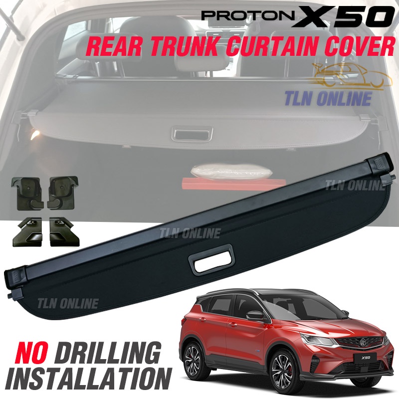 ( READY STOCK ) Proton X50 Black Retractable Rear Cargo Cover Trunk ...